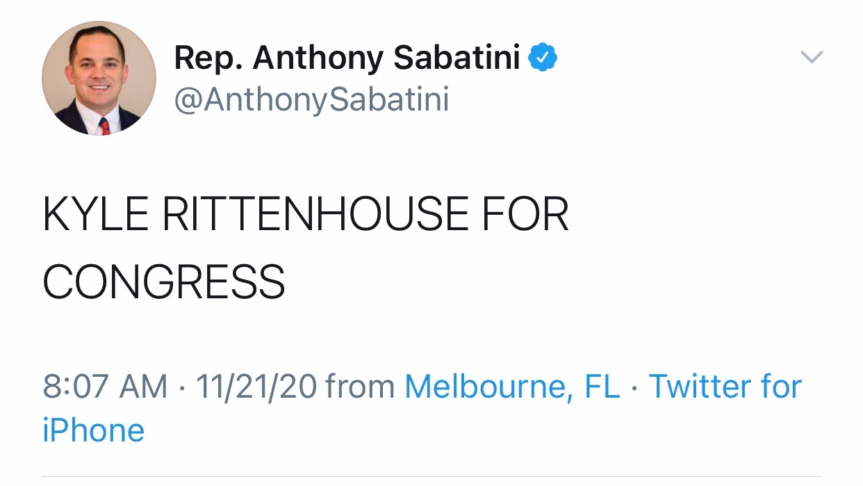 Rep. Anthony Sabatini – Kyle Rittenhouse for Congress Tweet - Rideshare ...