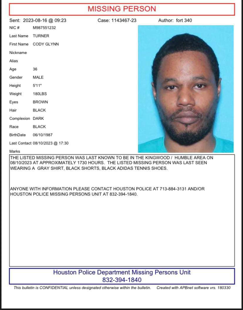 Houston Police Seek Public Assistance In Locating Missing 36 Year Old