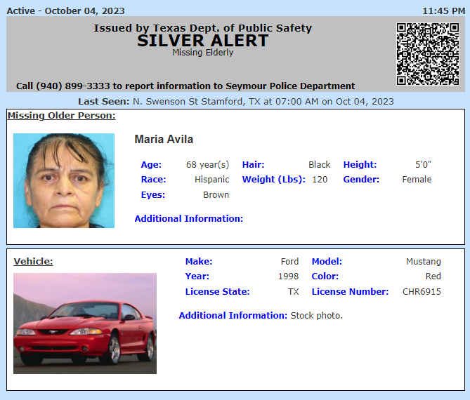 Silver Alert Issued for Missing Elderly Woman Last Seen in Stamford, Texas - Rideshare Houston